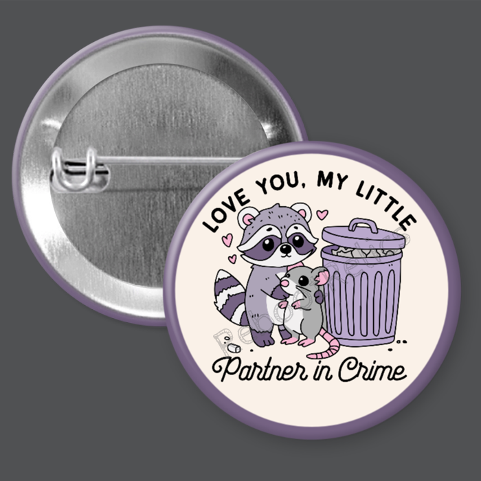 Love You, My Little Partner in Crime: Cute Raccoon, Possum - 1.5" or 2 ...